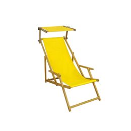 ERST-HOLZ Gartenliege Strandliege gelb klappbar mit Sonnendach