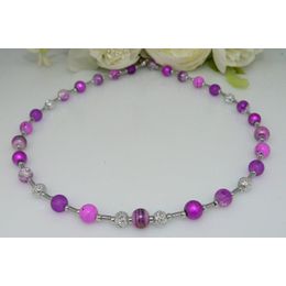 traumschmuck Perlenkette 245e Halskette Perlenkette Glasperlen pink magenta fuchsia violett (Geschenk