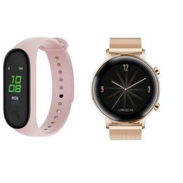 Forever Fitness-Tracker SB-50 rosa INKLUSIVE Huawei Watch GT 2 42mm Pink Gold