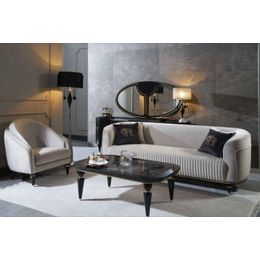 JVmoebel Wohnzimmer-Set Sofagarnitur 3+1 Sitzer Stoff Sofa Couch Garnitur Design Grau 2tlg