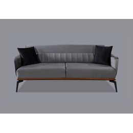 JVmoebel 3-Sitzer Luxus Sofa 3 Sitz Couch Holz Möbel Dreisitzer Grau Couchen Stoff