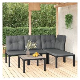 furnicato Garten-Essgruppe 5-tlg. Garten-Lounge-Set Schwarz und Grau Poly Rattan