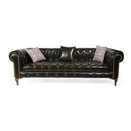 JVmoebel Sofa Stilvoller Chesterfield schwarzer Dreisitzer Moderne Möbel Neu