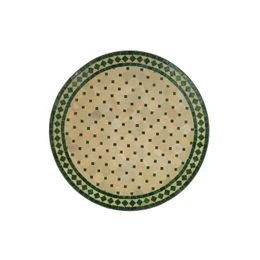 Casa Moro Gartentisch Mediterraner Mosaiktisch Ø 90cm groß rund grün Terrakotta mit Gestell H 73cm