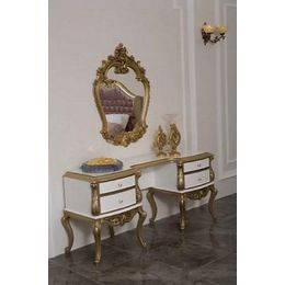 Casa Padrino Kommode Casa Padrino Luxus Barock Schlafzimmer Kommode mit elegantem Wandspiegel Weiß / Gold