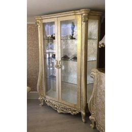 Casa Padrino Vitrine Luxus Barock Vitrine Antik Gold 135 x 53 x H. 203 cm