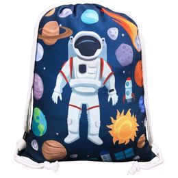 HECKBO Turnbeutel Kinder Turnbeutel mit Astronaut Weltraum Motiven Unisex Kindergarten