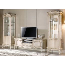 Casa Padrino Vitrine Luxus Barock Wohnzimmer Set Cremefarben / Silber