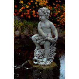 Casa Padrino Skulptur Jugendstil Wasserspeier Skulptur Junge mit Fisch Grau 19 x 21 x H. 83 cm