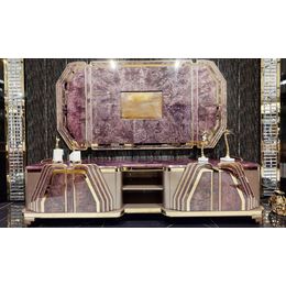 Casa Padrino TV-Schrank Luxus Art Deco TV Schrank Lila / Grau / Gold
