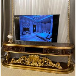 Casa Padrino TV-Schrank Luxus Barock TV Schrank Braun / Antik Gold 220 x 50 x H. 70 cm