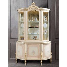 Casa Padrino Vitrine Luxus Barock Vitrine Cremefarben / Rosa / Mehrfarbig / Gold