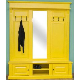 Casa Padrino Garderobenschrank Landhausstil Garderobe Antik Gelb 180 x 41 x H. 210 cm