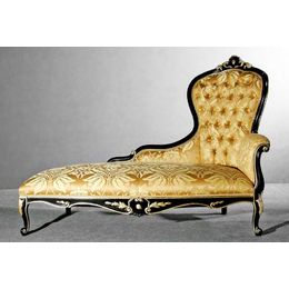 Casa Padrino Chaiselongue Luxus Barock Chaiselongue Gold / Schwarz / Gold