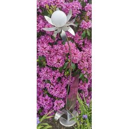 Jürgen Bocker - Gartenambiente Gartenstecker Blume Palermo Edelstahl Kugel weiß matt 120cm
