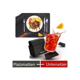 Platzset, Filz Platzset (44 x 32 cm) + Filz-Untersetzer