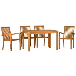 Kai Wiechmann Garten-Essgruppe Premium Teak Sitzgruppe aus 4 Stapelstühlen und 1 Tisch 120 x 90 cm