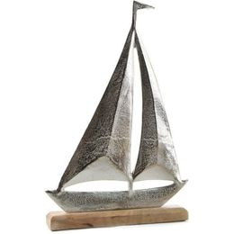 Logbuch-Verlag Dekofigur Segelschiff Figur aus Metall Silber auf Holzsockel (1 St)