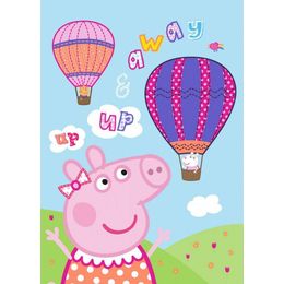 Peppa Pig Kinderdecke Peppa Wutz Ballon Fleecedecke Warm Kuscheldecke Heißluftballon 140x100