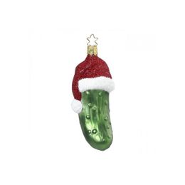 Inge Glas INGE-GLAS® Hänge-Weihnachtsbaum Inge-Glas Christbaumanhänger "Weihnachtsgurke" mit roter Nikolausmütze