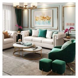 JVmoebel Wohnzimmer-Set, Leder Samt Sofa Couch Polster Sitz Garnitur Design Möbel Set 3+1