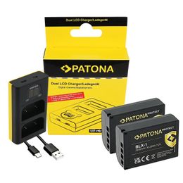 Patona 3in1 Zubehör Set für die Olympus OM-1 Kamera-Akku BLX-1 2250 mAh