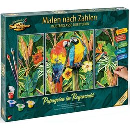 Schipper Malen nach Zahlen Master Triptychon 50x80cm Papageien im Regenwald 609260853