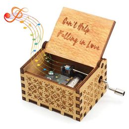 GelldG Spieluhr Hölzerne Spieluhr Handkurbel Spieluhren Antike Geschnitzte Musik Box