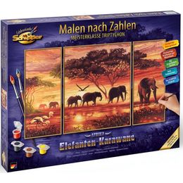 Schipper Malen nach Zahlen Master Triptychon 50x80cm Elefanten-Karawane 609260455