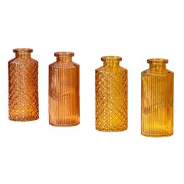 Levandeo® Dekovase, 4er Set Vase Orange H14cm Glas Blumenvase Tischdeko Frühling