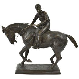 Casa Padrino Dekofigur Casa Padrino Luxus Deko Skulptur Jockey auf Pferd Bronze 58 x 19 x H. 53 cm