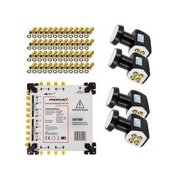 PremiumX SAT-Multischalter Multischalter Set 17/8 Multiswitch SAT 4x Quattro LNB 48x F-Stecker