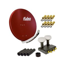 PremiumX FUBA SAT Anlage DAA 850 R ALU Rot Quad Monoblock 8x F-Stecker 4x Tülle SAT-Antenne