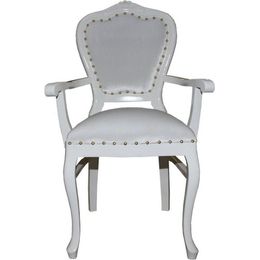 Casa Padrino Armlehnstuhl Barock Luxus Damen Stuhl mit Armlehnen Weiss / Weiss