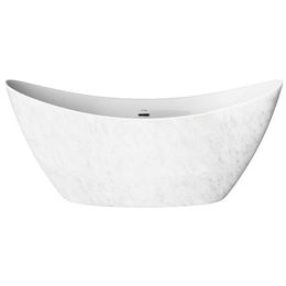 Casa Padrino Badewanne Freistehende Luxus Acryl Badewanne mit Marmoroptik Weiß 173 x 73 x H. 75 cm