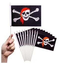 PHENO FLAGS Flagge Handfahne Piraten Fähnchen Stockfahne Handflagge Kinder (10er Set zur Deko)