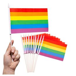 PHENO FLAGS Flagge Handfahne Regenbogen Fähnchen Stockfahne Handflagge (10er Set zur Deko)