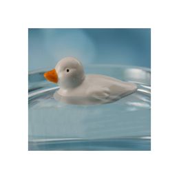 MARELIDA Tierfigur Teichdeko Ente Dekofigur schwimmend Porzellan weiß Dekoente L: 9