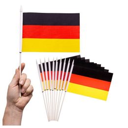 PHENO FLAGS Flagge Handfahne Deutschland Fähnchen Stockfahne Handflagge (10er Set zur Deko)