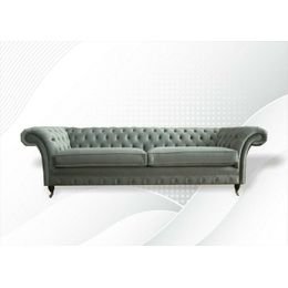 JVmoebel Chesterfield-Sofa Grauer Chesterfield Viersitzer Luxus Design Couch Polster Neu
