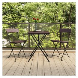 furnicato Gartenstuhl Bistrostühle 2 Stk. Klappbar Braun Poly Rattan und Stahl