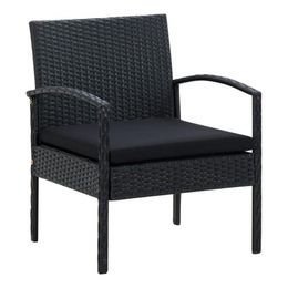 furnicato Gartenstuhl mit Kissen Poly Rattan Schwarz