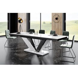designimpex Esstisch Design Tisch HEU-111 Weiß / Schwarz Hochglanz ausziehbar 160 bis 256cm