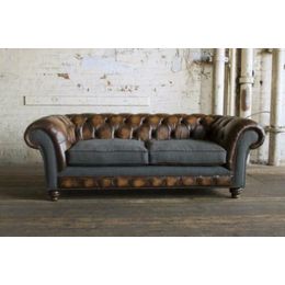 JVmoebel 3-Sitzer Braun Sofa 3 Sitzer Couch design Chesterfield Polster Sitz Garnitur