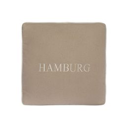 LEBENSwohnART Dekokissen Dekoratives Kissen HAMBURG creme ca.45x45cm Stickerei