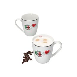 MamboCat Becher 2er Set Caffee Amore Kaffeebecher 300ml Tee-Tasse Pott Herz Kakao