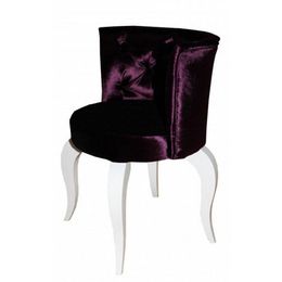 Casa Padrino Besucherstuhl Barock Salon Stuhl Lila / Weiß