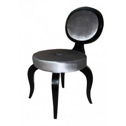Casa Padrino Besucherstuhl Barock Salon Stuhl Grau / Schwarz ohne Armlehnen