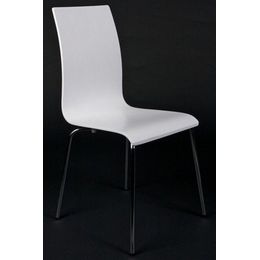 Casa Padrino Besucherstuhl Designer Stuhl aus Holz und verchromtem Stahl Weiss