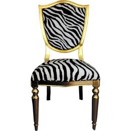 Casa Padrino Esszimmerstuhl Art Deco Luxus Esszimmer Stuhl Zebra / Gold